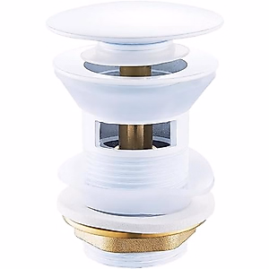 BHYTAF Sink Basin Plug Drain White Luxury Sink Pop Up Drain Stopper Basin Bathroom Lavatory Kitchen Bathtub Accessories Cap Washbasin Plug Brass