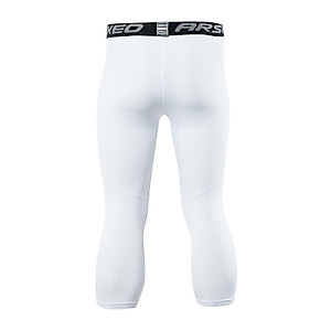 ARSUXEO Men's 3/4 Running Compression Tights Capri Pants K75 White Size Medium