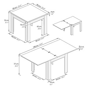 Mobili Fiver, Square extendable Dining Table, Eldorado, Canaletto Walnut, Made in Italy