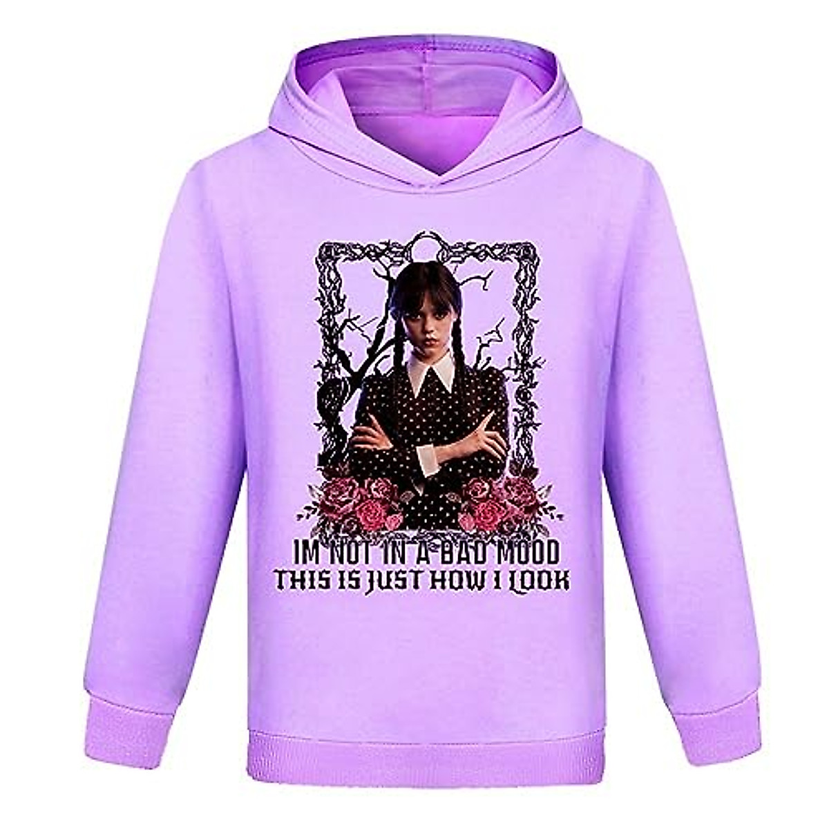 Zgekmby Girls Tracksuit Set Addams Family Wednesday Hoodies Casual 2Pcs Clothes Set Kids Sweatshirts Fashion Long Pullover (7-8 Years, Purple)