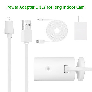 ALERTCAM Power Adapter for Ring Indoor Cam and All-New Ring Indoor Cam (2nd Gen), with 25Ft/7.5m Flat Charging Cable Continuously Charge Your Camera (NOT Compatible with Ring Stick Up Cam)