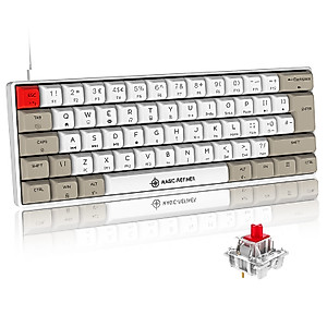 Mini Mechanical Gaming Keyboard Type-c Wired with PBT Dye-subbed Keycaps Rainbow RGB Backlit 60%Layout Full Anti-Ghosting 62 Key Ergonomic for Typist Laptop PC Mac Gamer (White Main/Red Switch)