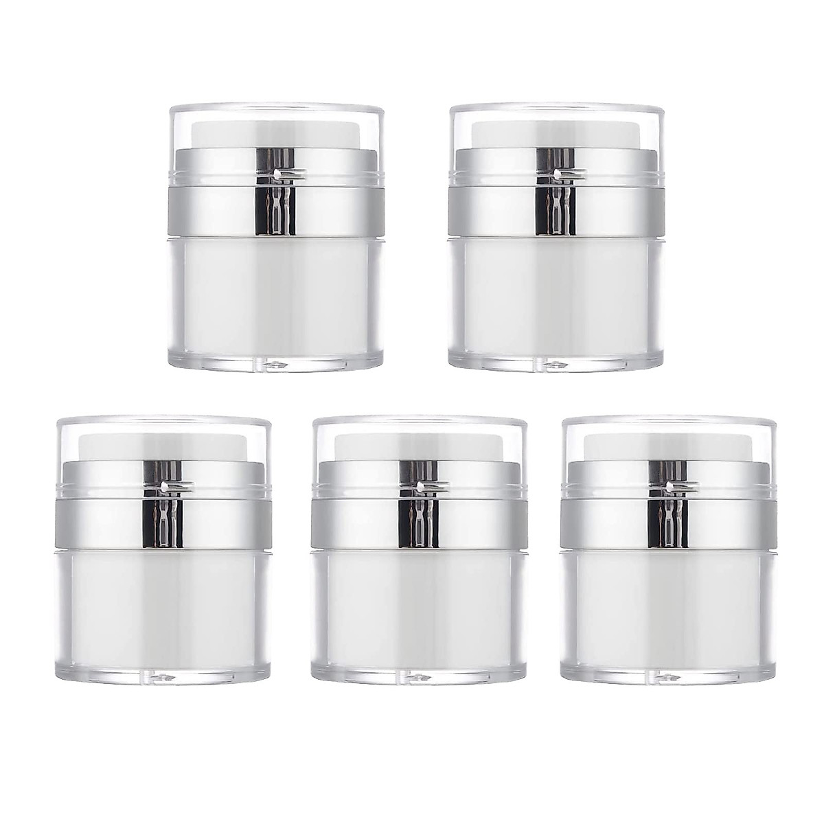 Airless Pump Jar, 5PCS Cream Jar Vacuum Bottle Refillable Travel Containers for Toiletries, Airless Pump Bottles for Lotions And Creams(0.5 Oz/15ml)