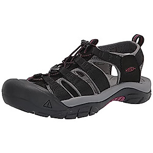 KEEN Women's Newport H2 Closed Toe Water Sandals, Black/Raspberry Wine, 8.5