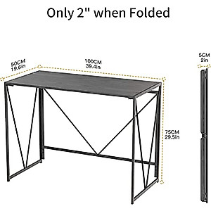 NOBLEWELL HOME Folding Computer Desk, Black