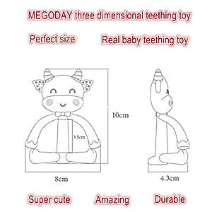 Baby Teething Toy Kids Teether 3 M+, Chewing Toy Made of Soft Food Grade Silicone,3D Supper Cute Attractive Cow Teether,Perfect Size for Baby Hands,BPA-free