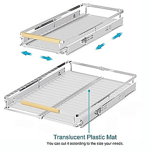 iPEGTOP 2 Pack Pull Out Cabinet Drawer Shelf Organizer, Extendable Sliding Slide Out Pantry Shelves Storage Heavy Duty for Kitchen Cabinets Under Sink, Adjustable Width 12.1~18.4" W x 22.5" D