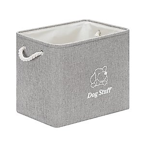 Echohana Dog Toy Storage Bins for Organizing Pet Toys, Dog Toy Box with Minimalist Patterns and Color Colorways, Collapsible Rectangular Pet Toy Basket Storage for Dog Toys and Treats (Medium-Grey)