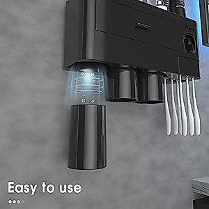 iHave Toothbrush Holders for Bathrooms, 3 Cups Toothbrush Holder Wall Mounted with Toothpaste Dispenser - Large Capacity Tray, Cosmetic Drawer - Bathroom Organizer & Bathroom Organization and Storage