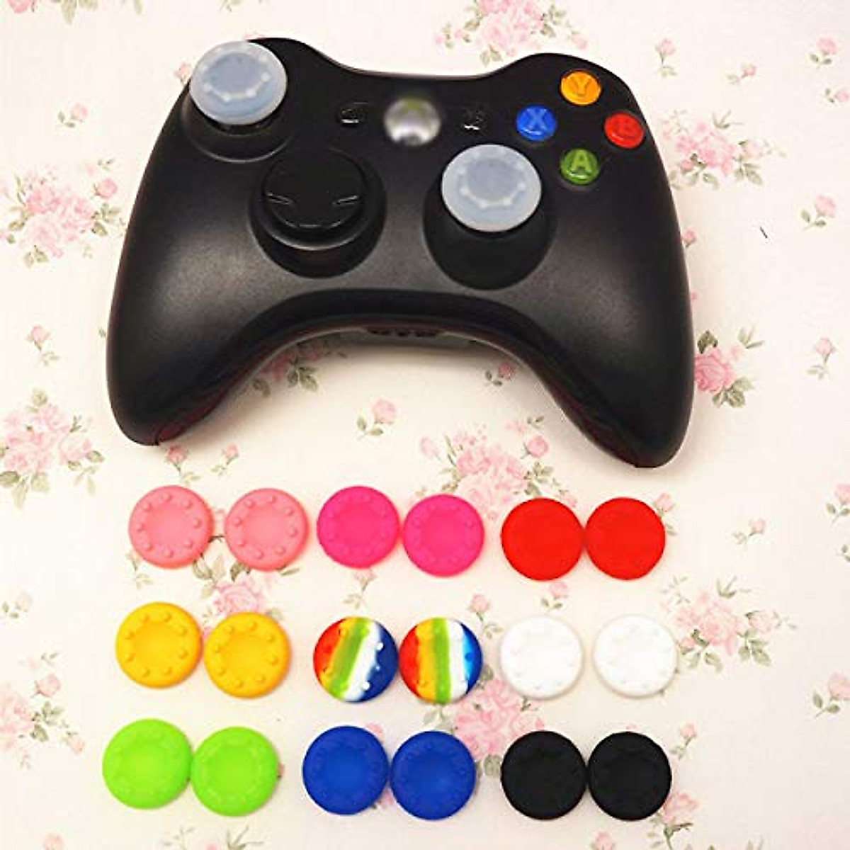 Neuvikter 4 Pcs for PS4 PS3 PS2 Xbox 360 ONE Controller Rubber Silicone Cap Thumbstick Thumb Stick X Cover Case Skin Joystick Grip Grips (Black)