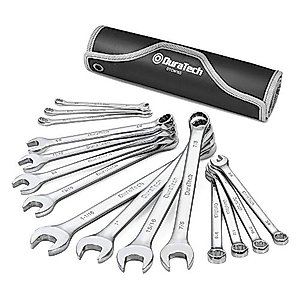 DURATECH Combination Wrench Set, SAE, 15-Piece, 1/4'' to 1-1/16'', 12-Point, CR-V Steel, with Rolling Pouch