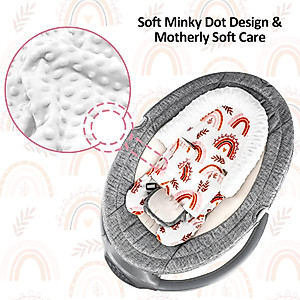 Infant Car Seat Head Support Rainbow Baby Carseat Head Support Cushion & Strap Covers for Newborns Ultra Soft Minky Dot Fabric Perfect for Baby Carseats, Strollers, Swing, and Bouncers