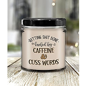 The Improper Mug Fueled by Caffeine and Cuss Words Candle for Coffee Lovers Sarcastic Rude Birthday Christmas Ideas for Mom Dad Funny Adult Humor 9 Oz. Vanilla Scented