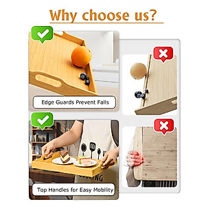 Bulado Bamboo Cutting Board, Compatible with Ninja Foodi SP101 SP201 SP301 Air Fryer, Heat Resistant Silicone Feet, for Countertop Convection Toaster Oven, Creates Storage Space, Protects Cabinets