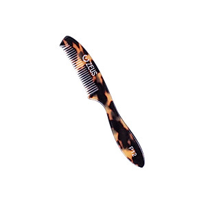 ZEUS Large Mustache Comb, 5" x 0.75", Best Handmade Saw-Cut Moustache Comb with Extended Handle (Tortoiseshell) - P12