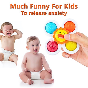 Suction Cup Spinner Toys Baby Toys,Sensory Toys Bath Toys Dimple Toys Spinning Toy for Toddlers, Eearly Education Toys,Gifts for 1-3 Year Old Boy Girl (3 Pcs)