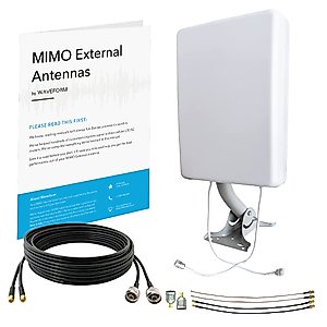 Waveform 2x2 MIMO Panel Antenna Kit | 4G and 5G Compatible Modem, Router, Gateway and Hotspot Antenna Kit | Cellular Antenna with 30ft RS240 Cable, U.FL, TS9, and SMA Adapters