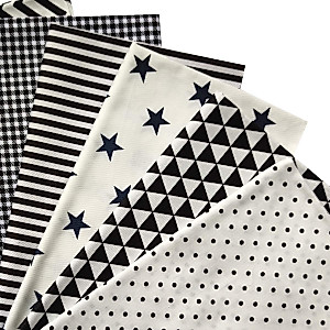 Misscrafts 7pcs Quilting Fabric 18" x 22" 100% Cotton Craft Fabric Bundle Squares Fat Quarters Multicolored for Patchwork DIY Sewing Scrapbooking Black Element