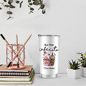 Country But First Cafecito Y Pan Dulce Rustic Coffee Stainless Steel Tumblers 20oz Pan Dulce Lover Gift Conchas Lover Gift Spanish Coffee and Conchas Pun Mama Baker Gifts