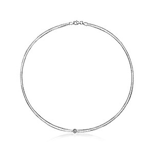 Ross-Simons Italian .15 ct. t.w. CZ Reversible Omega Necklace in Sterling Silver and 18kt Gold Over Sterling. 20 inches