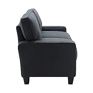 Serta Palisades Upholstered Sofas for Living Room Modern Design Couch, Straight Arms, Soft Fabric Upholstery, Tool-Free Assembly, 61" Loveseat, Charcoal