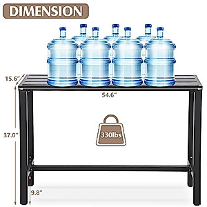 ONLYCTR Outdoor Patio Counter Height 55" Rectangle Bar Table for Patio, Garden, Yard, Balcony, Poolside (Black, 55inch-Length)