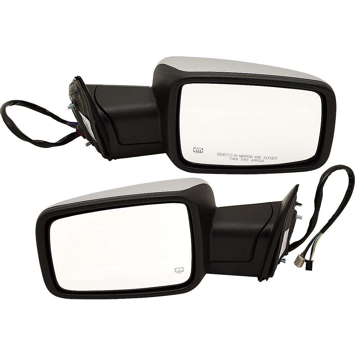 Kool Vue Driver & Passenger Side Power Heated Mirrors for Ram 1500 2500 2014-2018 Power Fold With Signal Light & Puddle Lamp Chrome