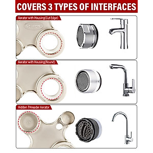 9-in-1 Faucet Aerator Removal Tool Kit(Metal), Heavy-duty Aerato Key for Concealed Threaded and Housed Aerateors,Fits M18 M22 M24 M28 TT TJ TF JR STD Sizes, Faucet Tool for Home Repair Plumbing