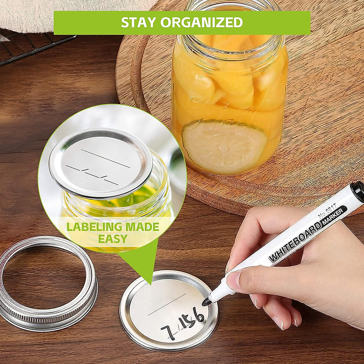 LOVE MOMENT 48PCS Canning Lids and Rings Regular Mouth, Food Grade Material, 100% Fit & Airtight for Regular Mouth Mason Jars