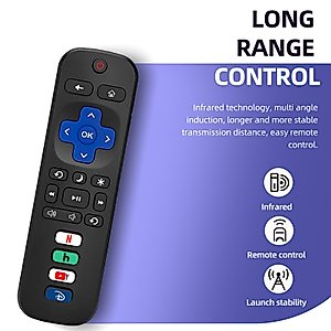 JNGKE Roku Replacement Remote Control Only for Roku TV, for TCL Roku/Hisense Roku/Onn Roku/RCA Roku/Sharp Roku ect, with Netx/Disn+/YouTub/Hu Buttons【Not for Roku Stick & Box & Player】