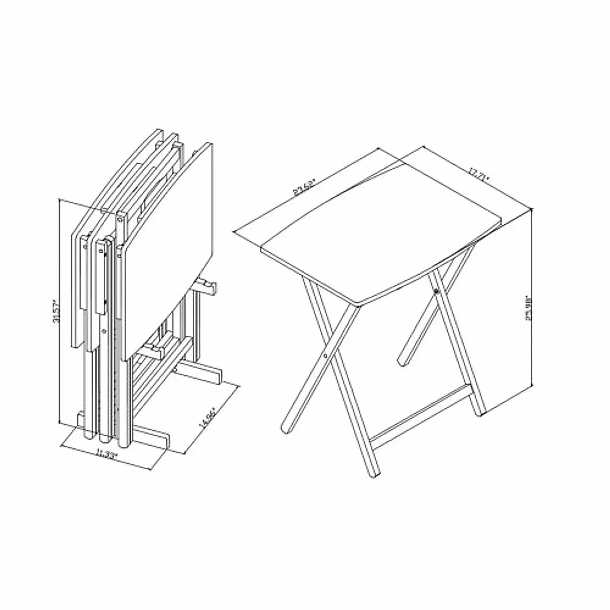 Sthnetty Foldable 5pcs XL Oversized TV Tray Tables Set (4 TV Trays,1 Stand), for Eating Set of 4 with Stand, Folding Snack Dinner TV Tray Table