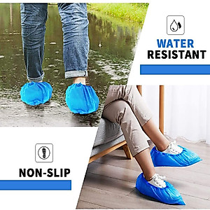 Shoe Covers Disposable 1000 PCS (500 Pairs) Reusable Boot Covers Waterproof, Durable for Real Estate, Travel, Construction, Workplace, Medical, Rain, Floor, One Size Fits Most, Hygienic Carpet Blue