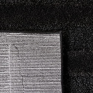 SAFAVIEH Hi-Lo Shag Collection Area Rug - 8' x 10', Charcoal, Modern Stripe Textured Design, Non-Shedding & Easy Care, 1.6-inch Thick Ideal for High Traffic Areas in Living Room, Bedroom (HLS202H)