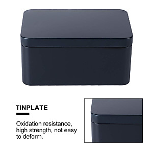 Zerodeko Tin Box with Lid, Tea Tin Empty Storage Metal Box Decorative Rectangular Oragnizer Box Jewelry Packing Box Cookie Candy Container for Home Office Kitchen (Black)