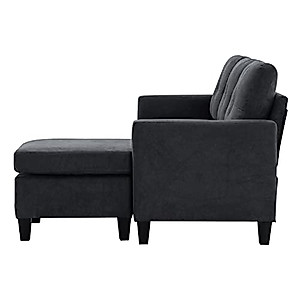 Devion Furniture Enzo Linen Sectional Sofa, Dark Gray