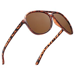JIM HALO Polarized Aviator Sunglasses Men Women Oversize Plastic Driving Glasses (Tortoise Frame/Polarized Brown Lens)