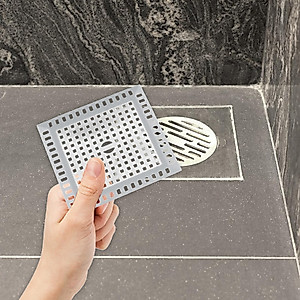 COMNICO Shower Drain Strainer Hair Catcher 4.8inch Stainless Metal Silicone Strainer Filter Cover Protector Bathtub Stopper for Bathroom Kitchen Floor Drain