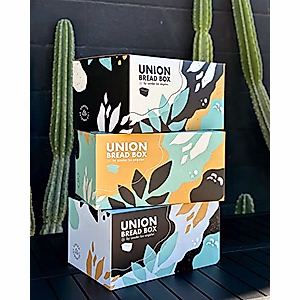 Sonder Los Angeles, Modern Bamboo Fiber (Black) Bread Box for Kitchen Countertop with Reversible Wood Serving Lid, Homemade Bread Storage 14.25 x 9.25 x 7in, Storage Bin and Bread Container