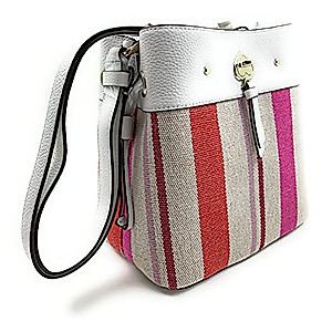 Kate Spade New York Marti Small Convertible Drawstring Bucket Bag (Stripe canvas)