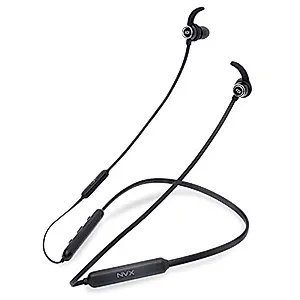 NVX NekTek2 Behind-The-Neck Bluetooth Wireless Headphones - 10 Hour Playback Time - ComfortMax Memory Foam Tips - Fast 40 Minute Charge Time - Built-in Microphone
