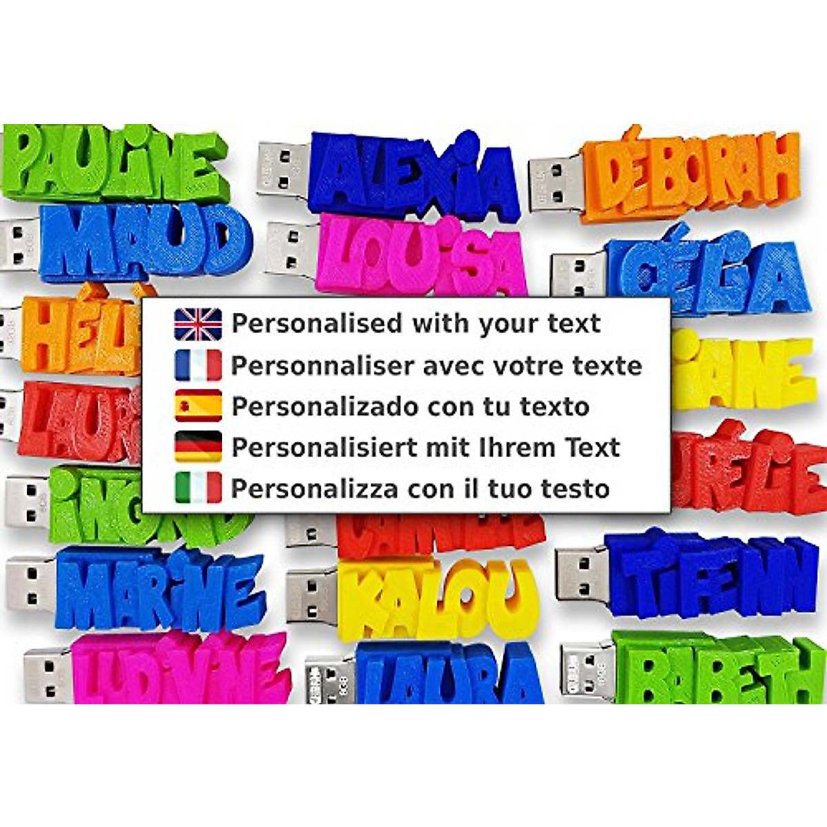 Customized USB Stick with Personalized Name, Date or Message in Your Choice of 15 Vibrant Colors. Choose 8, 16, 32GB Thumb Drive. Fun Gift for Birthday, Wedding, Business (32 GB USB 3.0, Dark Blue)