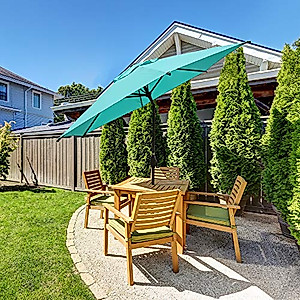 Abba Patio 9ft Patio Umbrella Outdoor Umbrella Patio Market Table Umbrella with Push Button Tilt and Crank for Garden, Lawn, Deck, Backyard & Pool, Turquoise