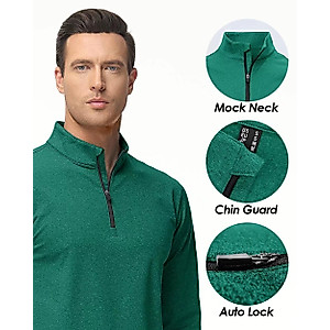 Boladeci Mens Pullover 1/4 Zip Fleece Long Sleeve Golf Shirts for Men Lightweight Running 3/4 1/2 Half Zip Sweatshirts Shirts Dark Green