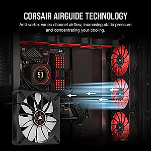 CORSAIR ML140 LED Elite, 140mm Magnetic Levitation Red LED Fan with AirGuide, Single Pack, Black
