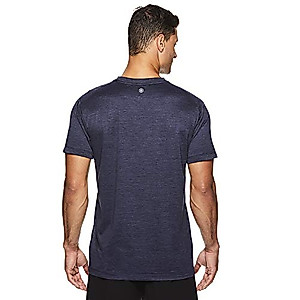 Gaiam Men's Everyday Basic V Neck T Shirt - Short Sleeve Yoga & Workout Top - Everyday Navy Heather, Medium