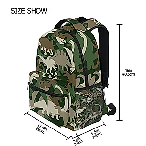 SUABO Laptop Backpack, Camouflage Dinosaur College Students Bookbags Notebooks Backpack Travel Hiking Daypack