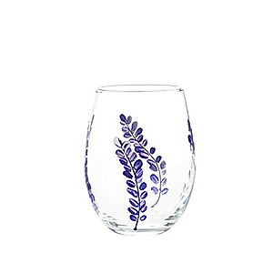 Lavender Flower Stemless Wine Glass - Perfect Mother's Day Gift - Birthday Gift for Mom, Sister, Friends - Spring Wine Glass Purple Lavender Flower