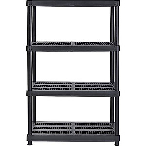 Astede Muscle Rack 36inw X 24ind X 56inh 4-shelf Resin Shelving Unit, Multi-use Storage Shelving Unit For Home Office Garage, Living Room, 600 Lb Capacity, Black