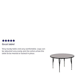 Flash Furniture Wren 48'' Round Grey HP Laminate Activity Table - Height Adjustable Short Legs