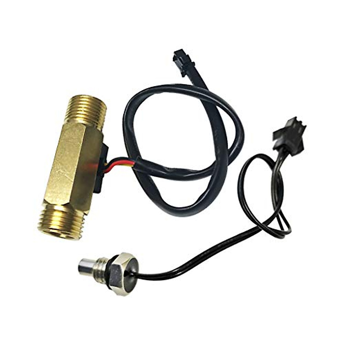 Taidacent YF-B7 High Precision Water Flow Sensor H1/2 Hall Effect Water Flow Meter with Temperature Sensor Impeller Flowmeter Flow Water Heater Sensor